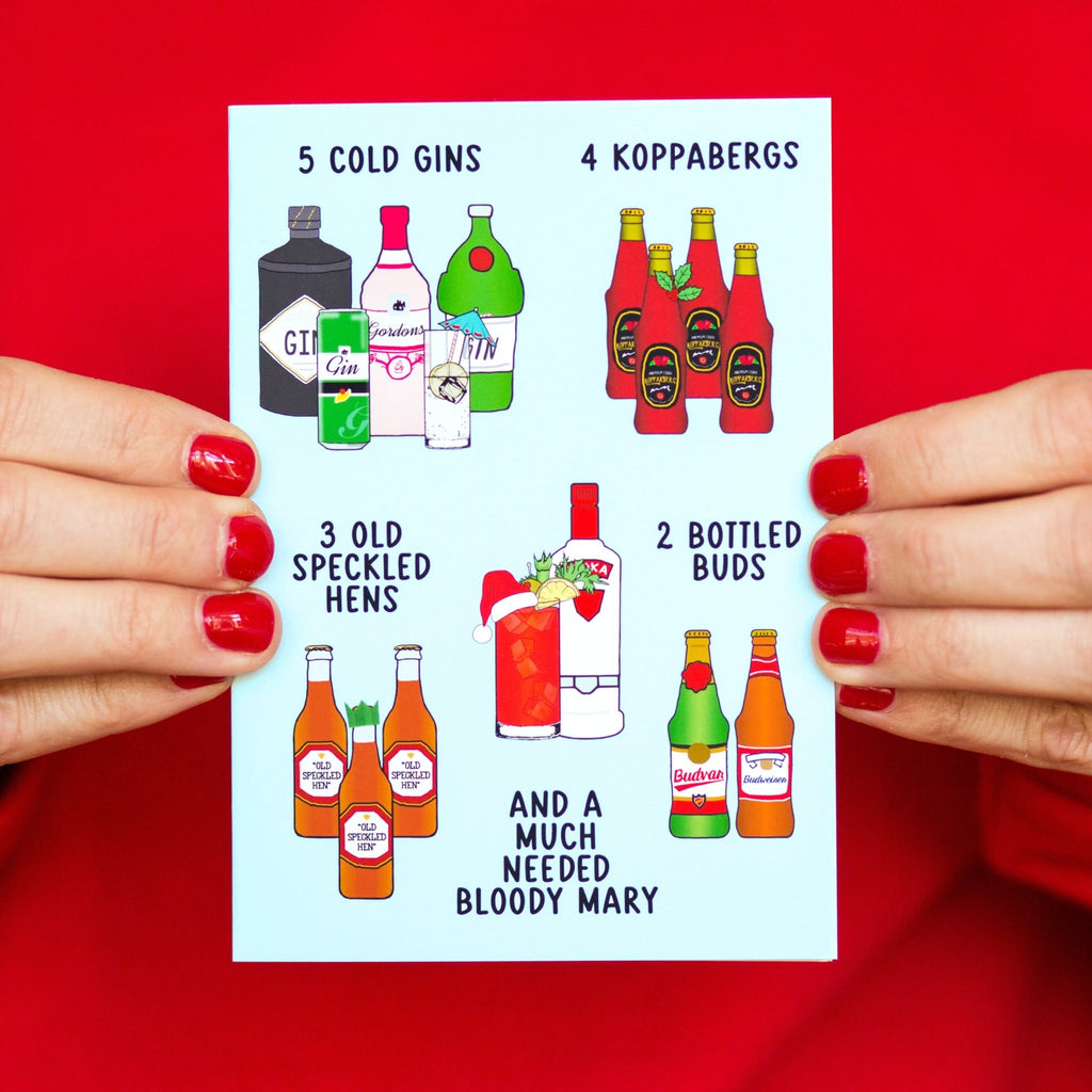 Illustrated Alcohol Themed 'Twelve Days Of Christmas' Card – Of Life ...