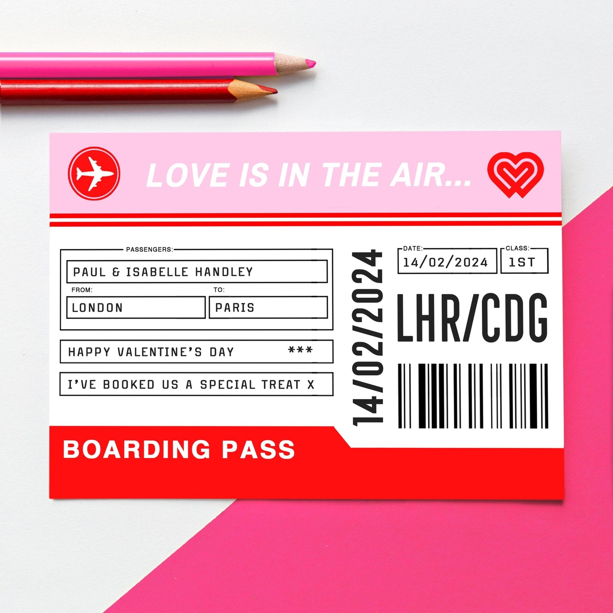 Personalised Boarding Pass Valentine's Card – Of Life & Lemons®
