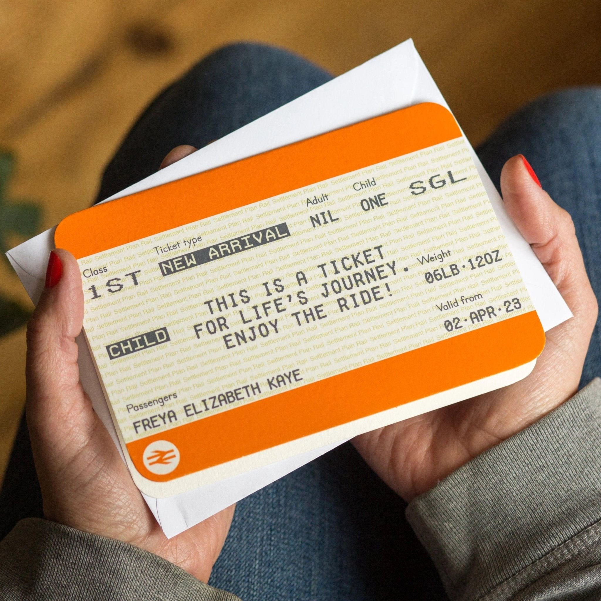 Personalised Train Ticket New Baby Card – Of Life & Lemons®