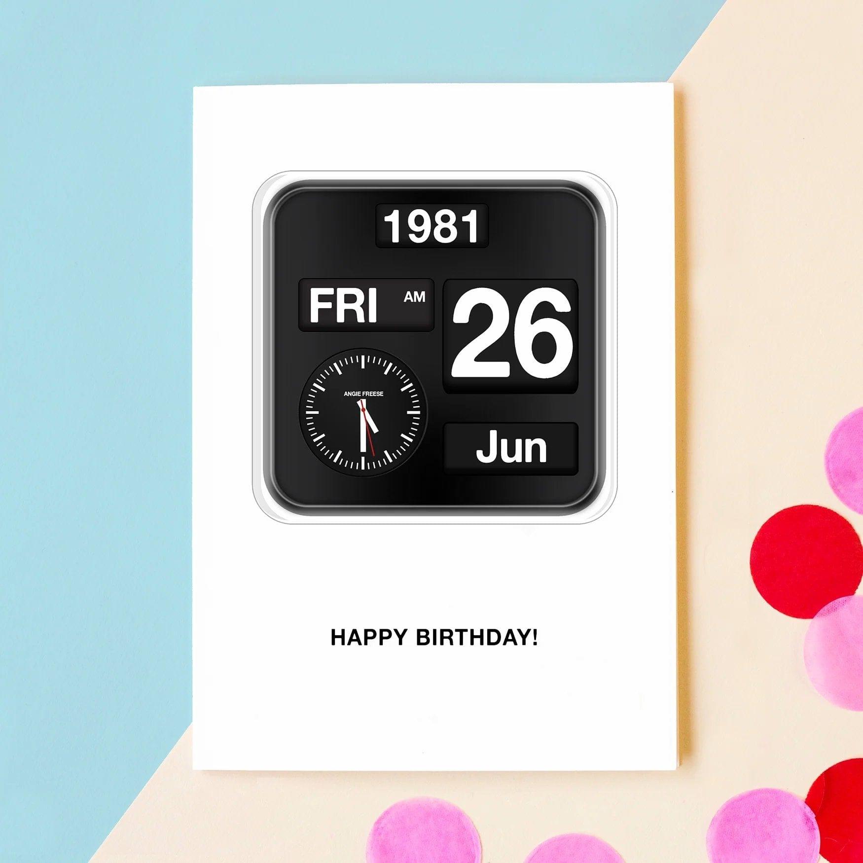 Retro Flip Clock Personalised Birthday Card – Of Life & Lemons®