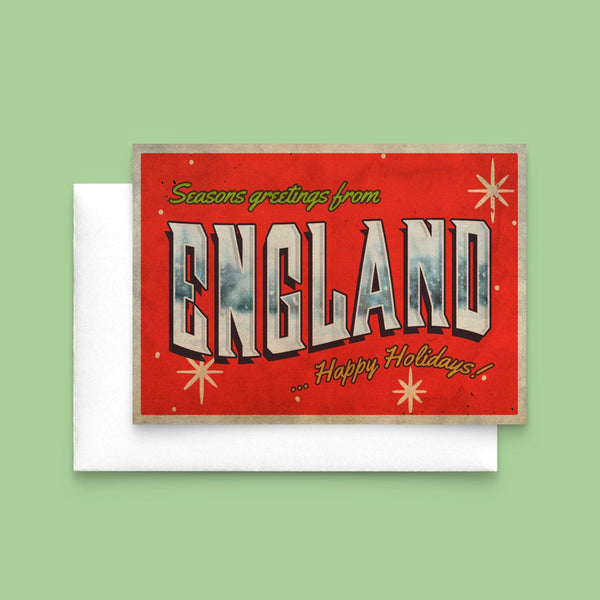 'Greetings from England' Retro Christmas Card – Of Life & Lemons®