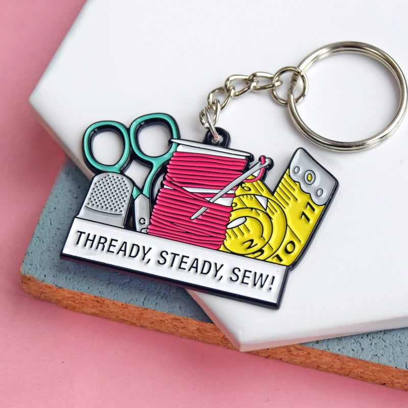 'Thready, Steady, Sew!' Keyring – Of Life & Lemons®