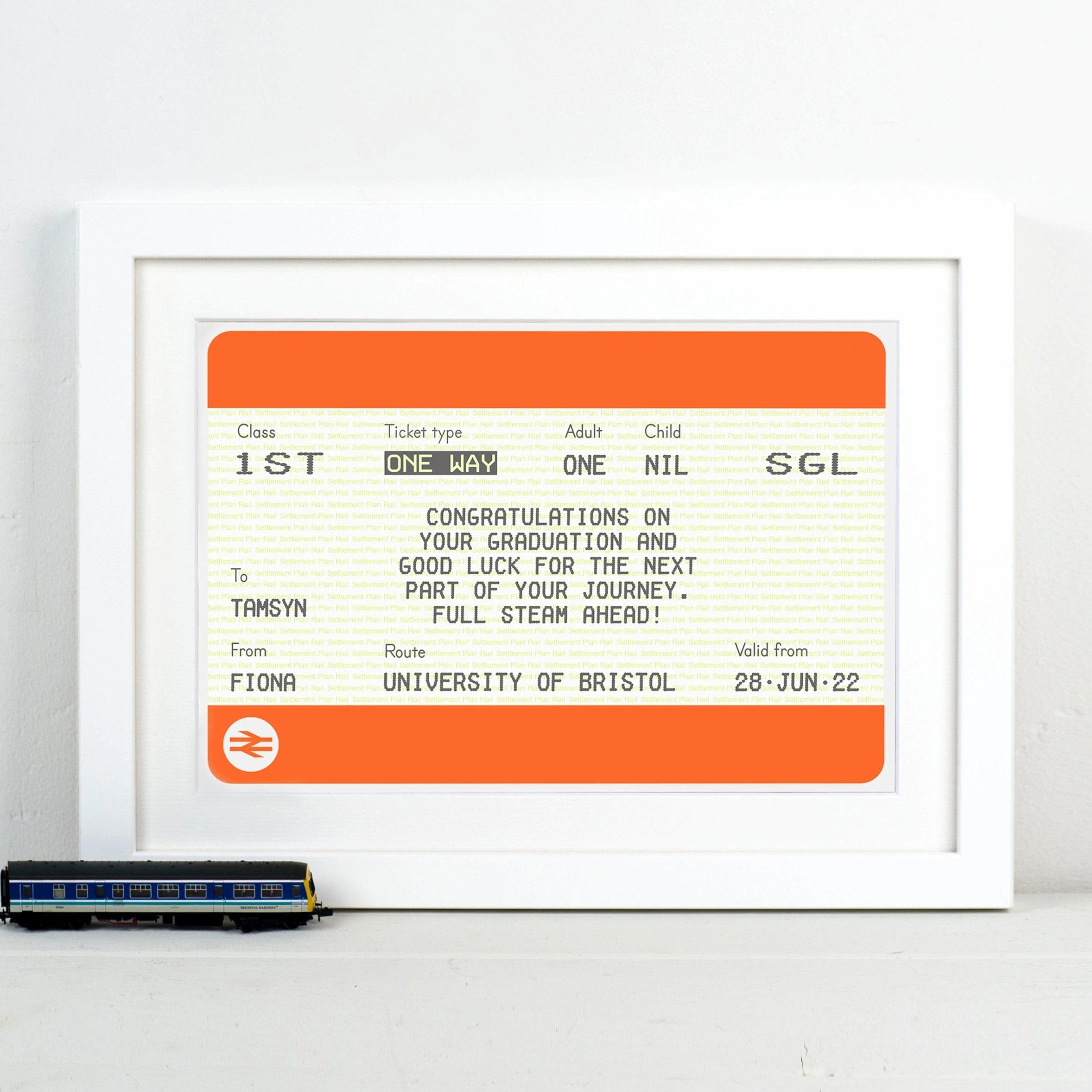 Personalised Graduation Train Ticket Print – Of Life & Lemons®
