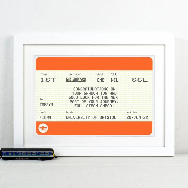 Personalised Graduation Train Ticket Print – Of Life & Lemons®