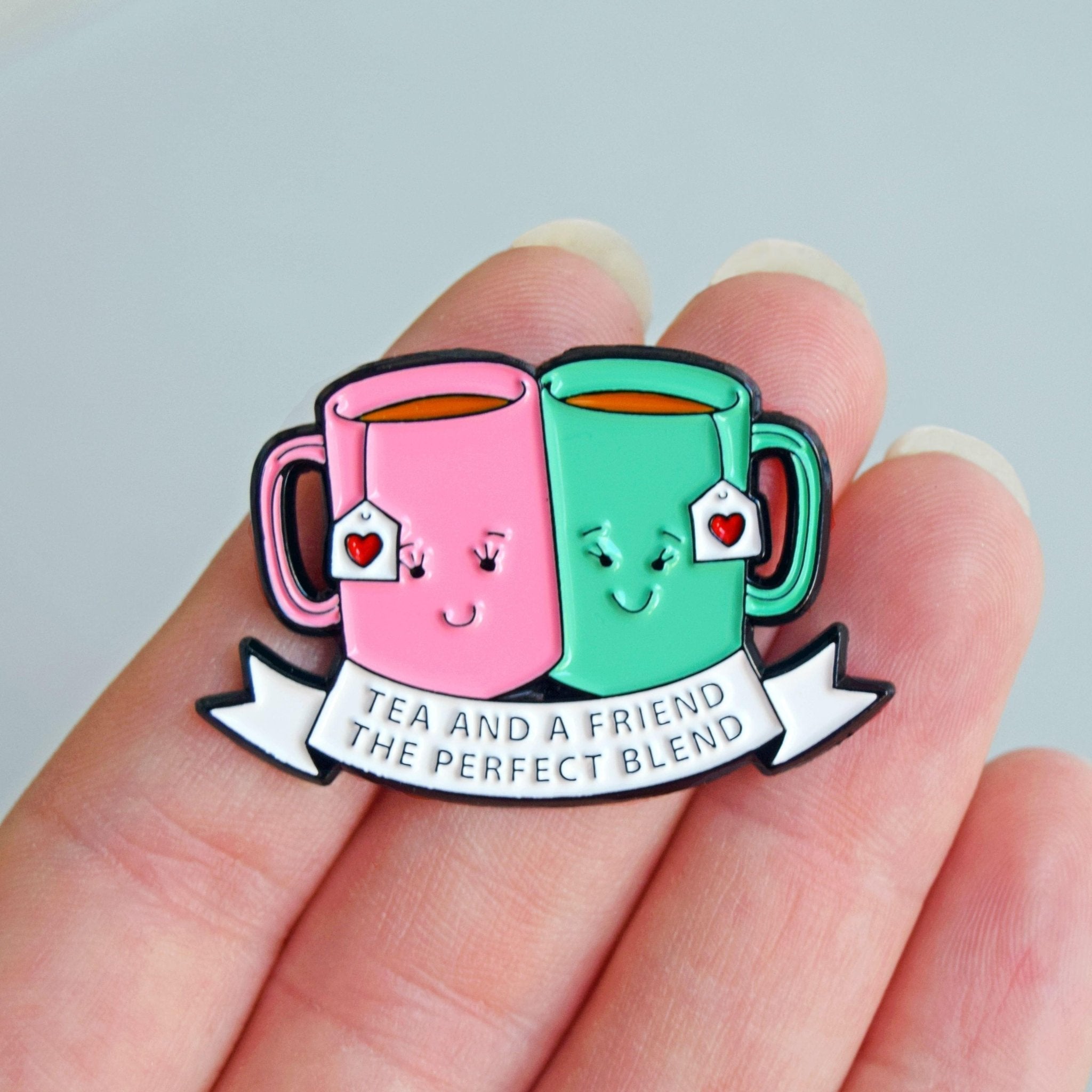 'Tea and a Friend' Enamel Pin Badge – Of Life & Lemons®